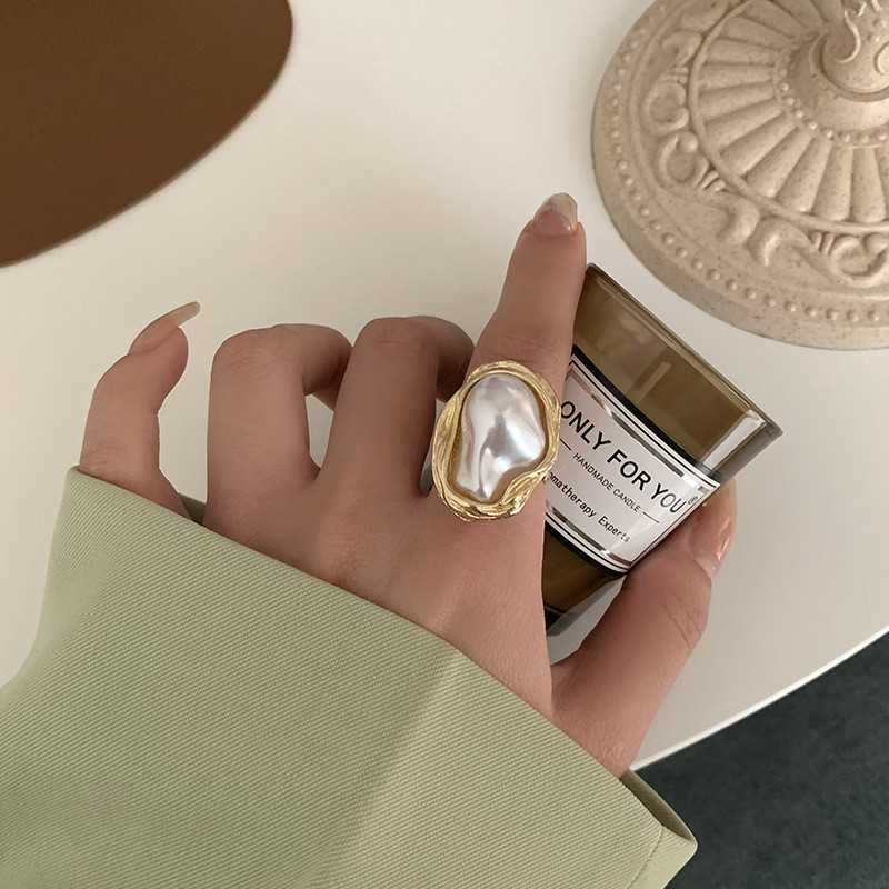 Jushi Vintage Baroque Ngọc Trai Nhẫn Nữ Cá Tính Thời Trang Quà Tặng Phụ ...