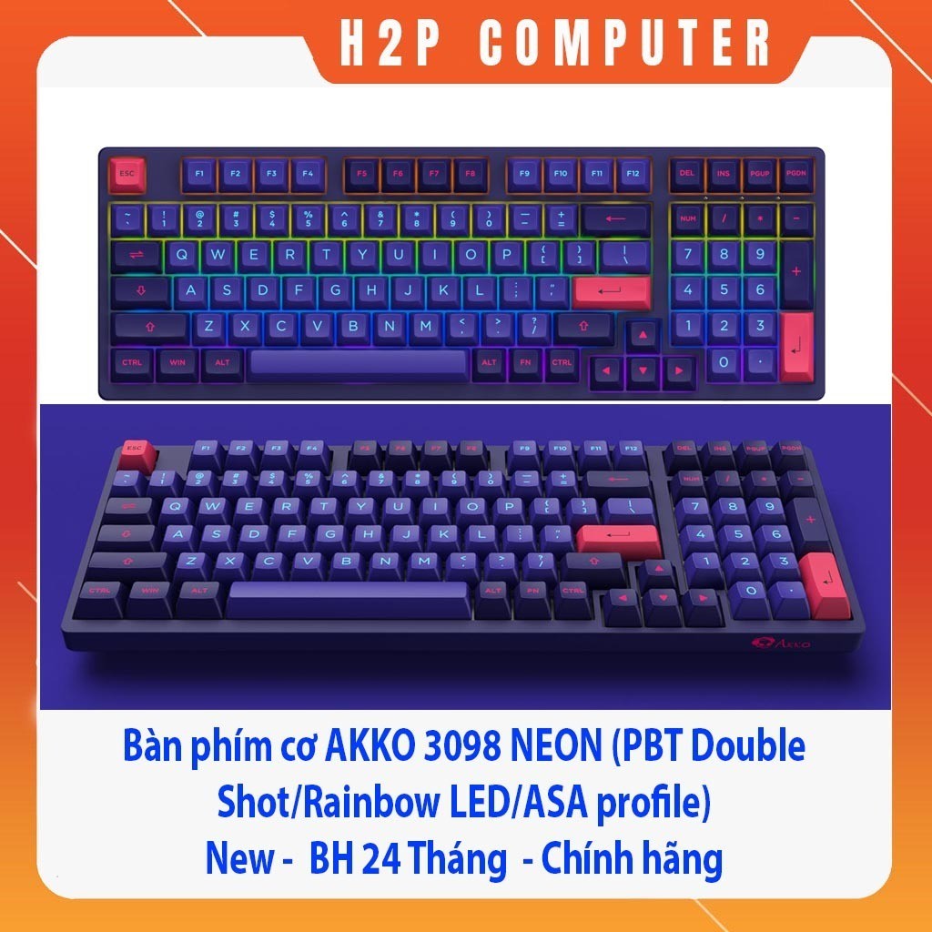 Bàn phím cơ AKKO 3098 NEON (PBT Double Shot/Rainbow LED/ASA profile ...