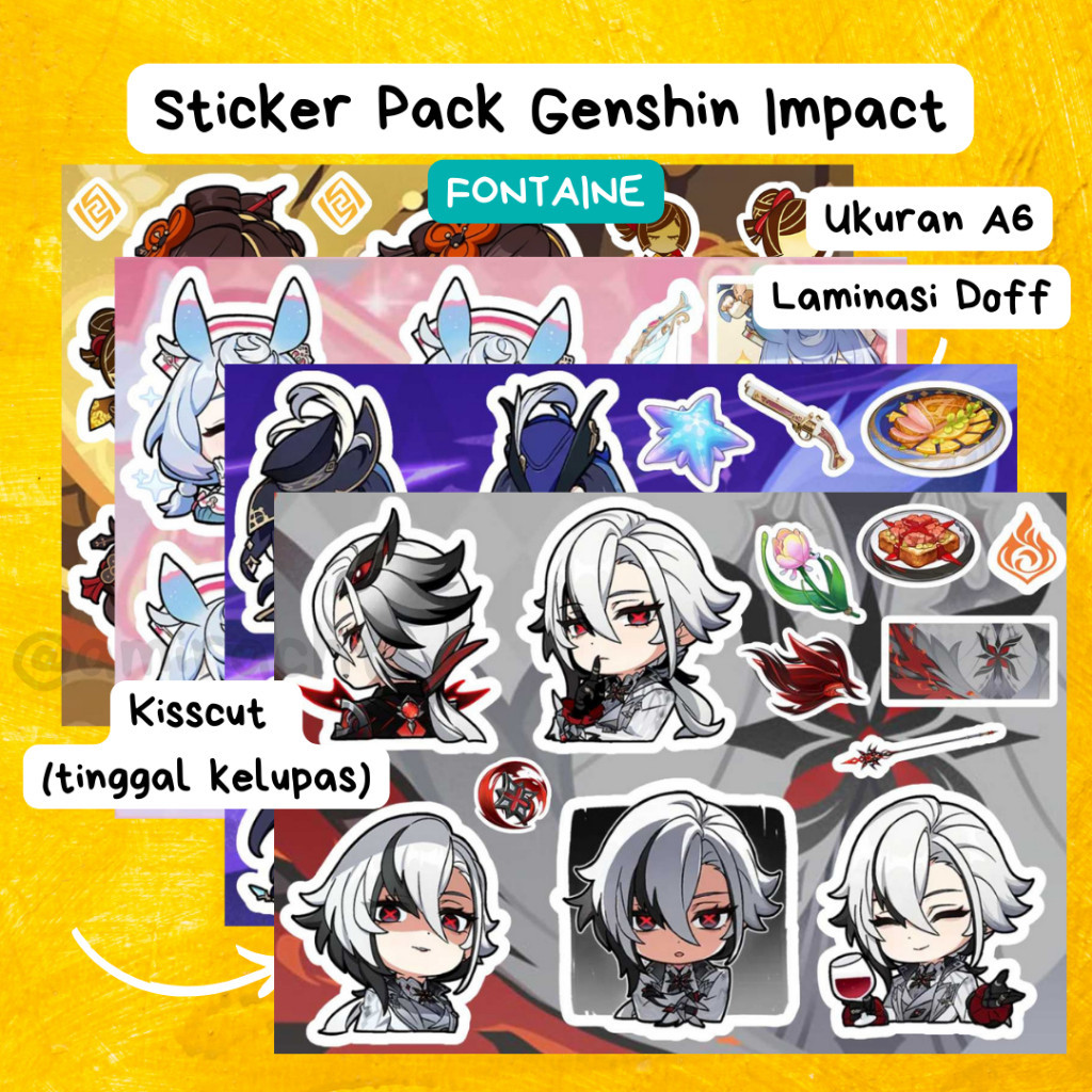 MINI STICKER PACK 🔔 Genshin Impact FONTAINE : Arlecchino | Chiori ...