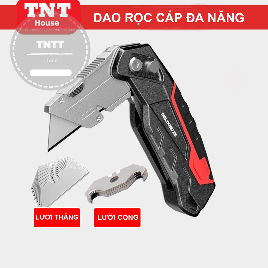 Dao rọc cáp đa năng DLX gấp gọn điều chỉnh hướng cắt có lưỡi dao cong ...