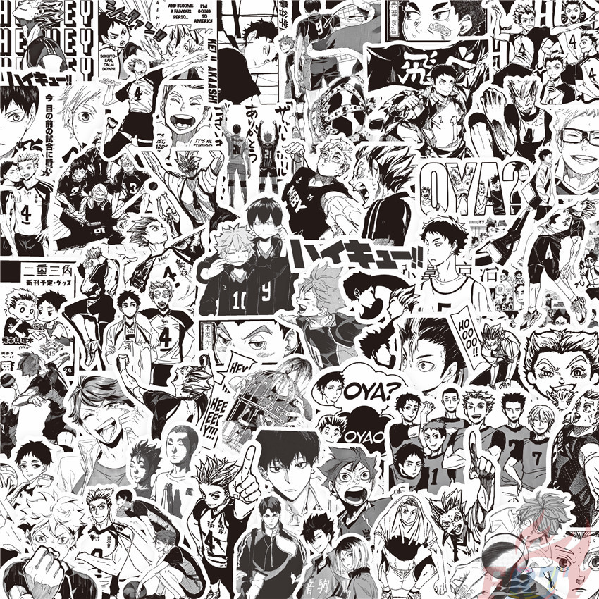 100Pcs/Set Haikyuu!! ハイキュー!! Classical Black & White Stickers DIY ...