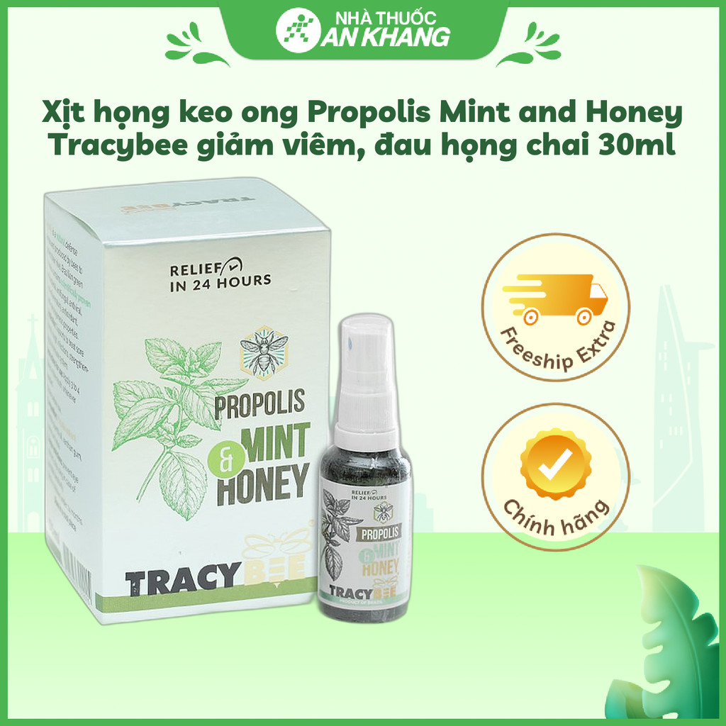 Xịt họng keo ong Propolis Mint and Honey Tracybee giảm viêm, đau họng ...