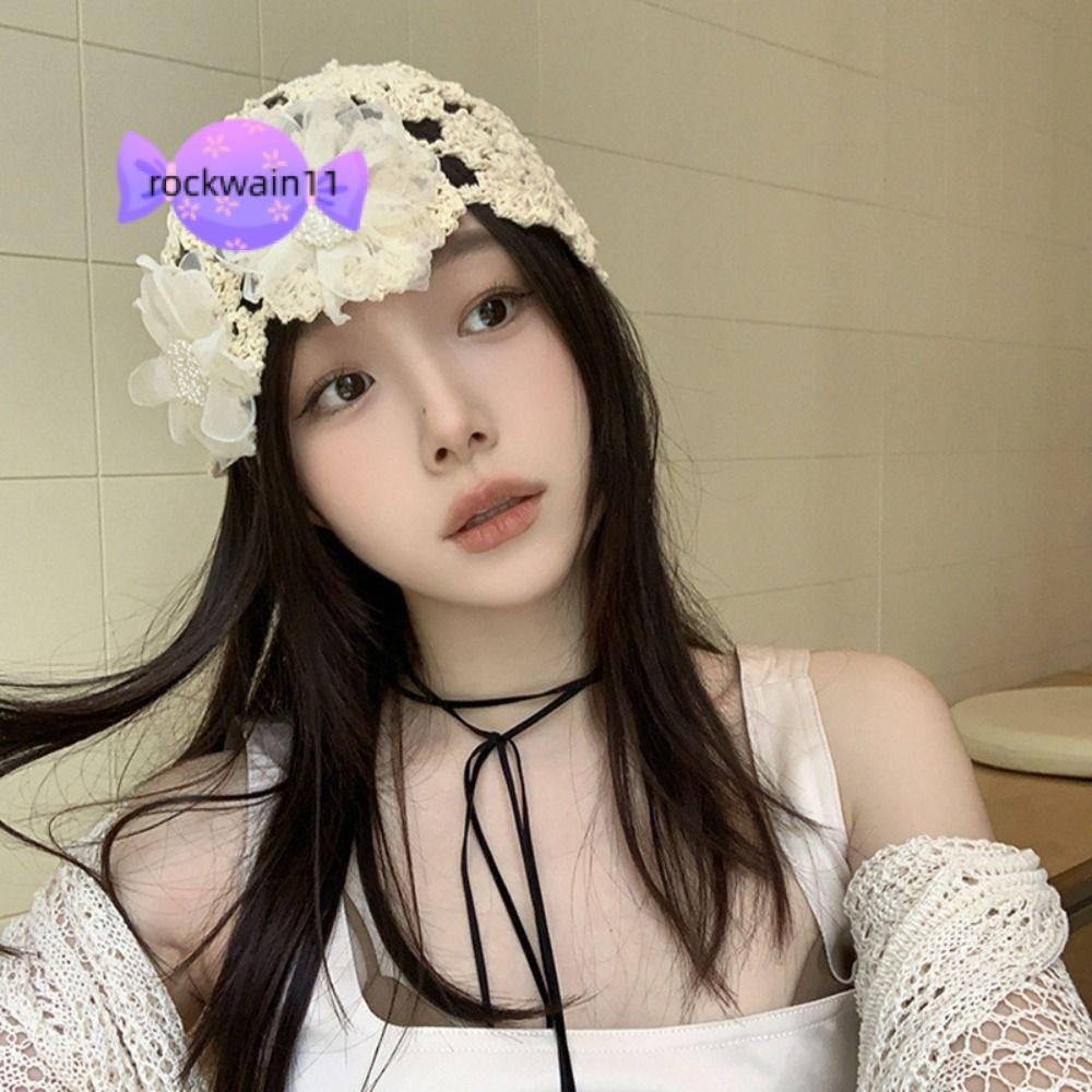 Mũ nồi Rockwain11 dệt kim ren hoa, mát mẻ mùa hè dành cho nữ | Shopee ...