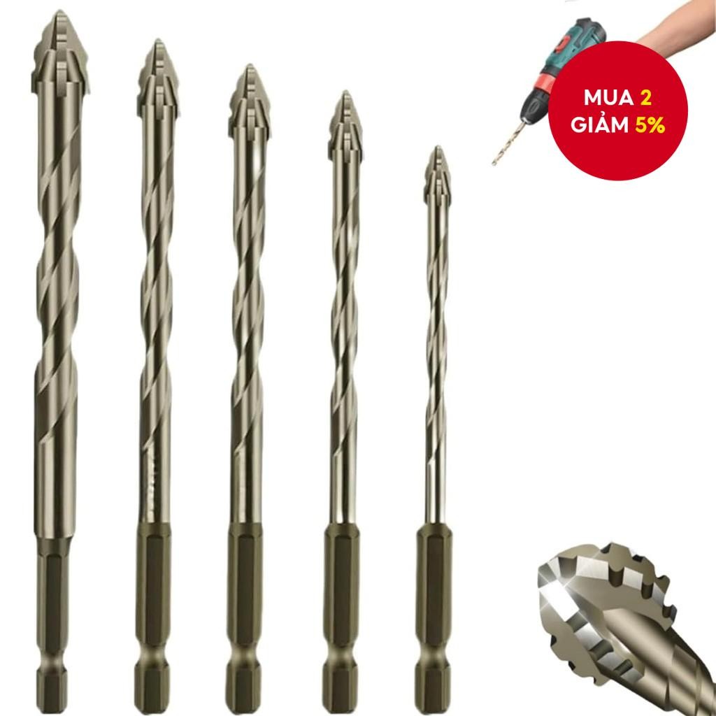 Bộ 3 mũi khoan lệch tâm cacbua vonfram Máy khoan lệch tâm có răng cưa bốn cạnh đa chức năng cho ...