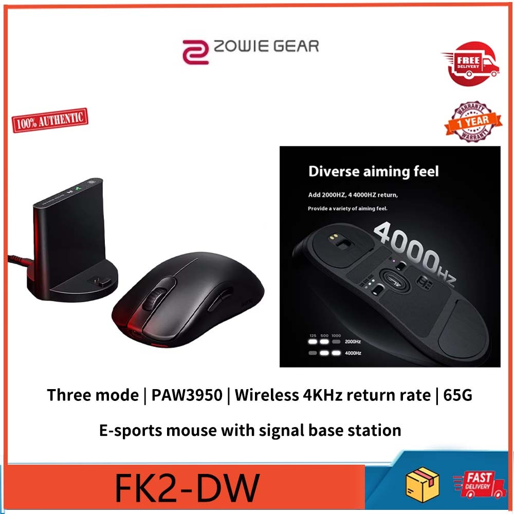 Chuột chơi game không dây hai chế độ ZOWIE GEAR FK2-DW, tốc độ trả lại 4K không dây, PAW3950 ...