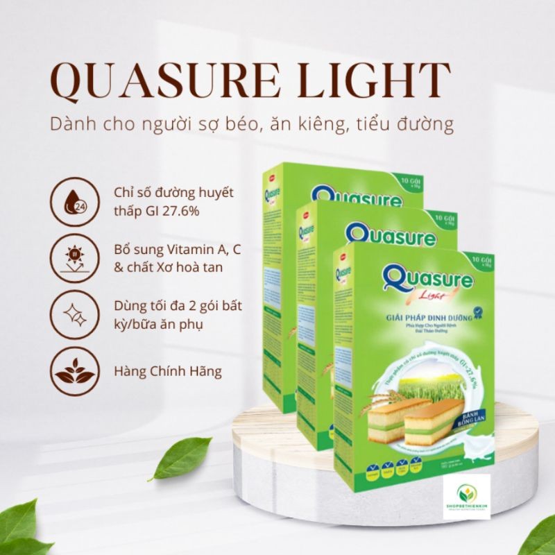 Combo 3 Hộp Bánh Bông Lan Quasure Light Cốm Bibica 180gr dành cho người ...