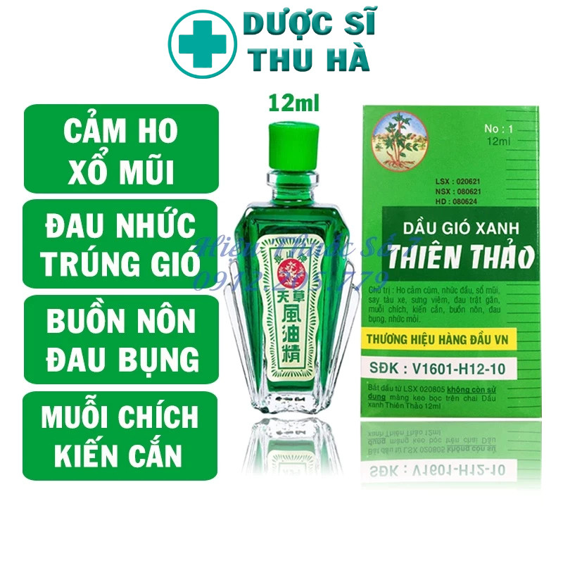 Combo 12 chai Dầu Gió Xanh Thiên Thảo 12ml (100% CHÍNH HÃNG có đầy đủ ...