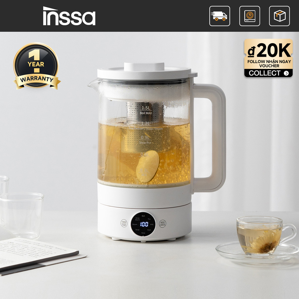 INSSA Bộ ấm điện Simplus Ấm đun nước điện gia đình đa chức năng Dung tích lớn 1.5L Hẹn giờ 24 ...