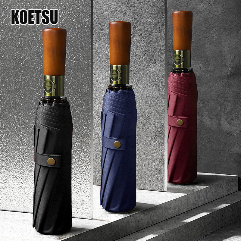 Koetsu Mới 10 xương hoàn toàn tự động tay cầm bằng gỗ cao cấp ô chống ...