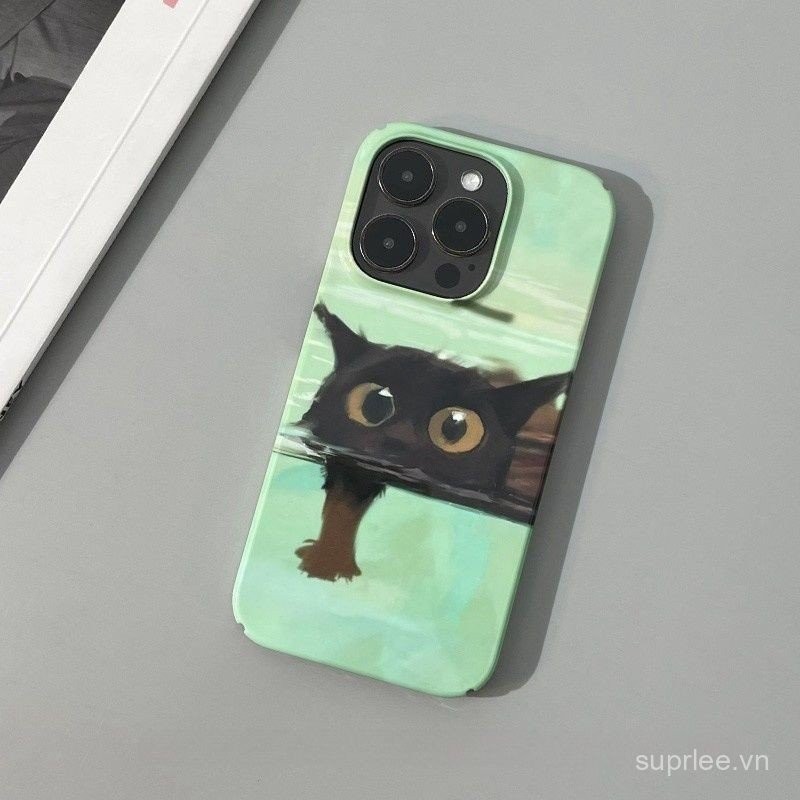 Ốp điện thoại iPhone hình mèo đen giả mạo trừu tượng dùng cho iPhone 11promax 11 12 13 14 15 pro ...