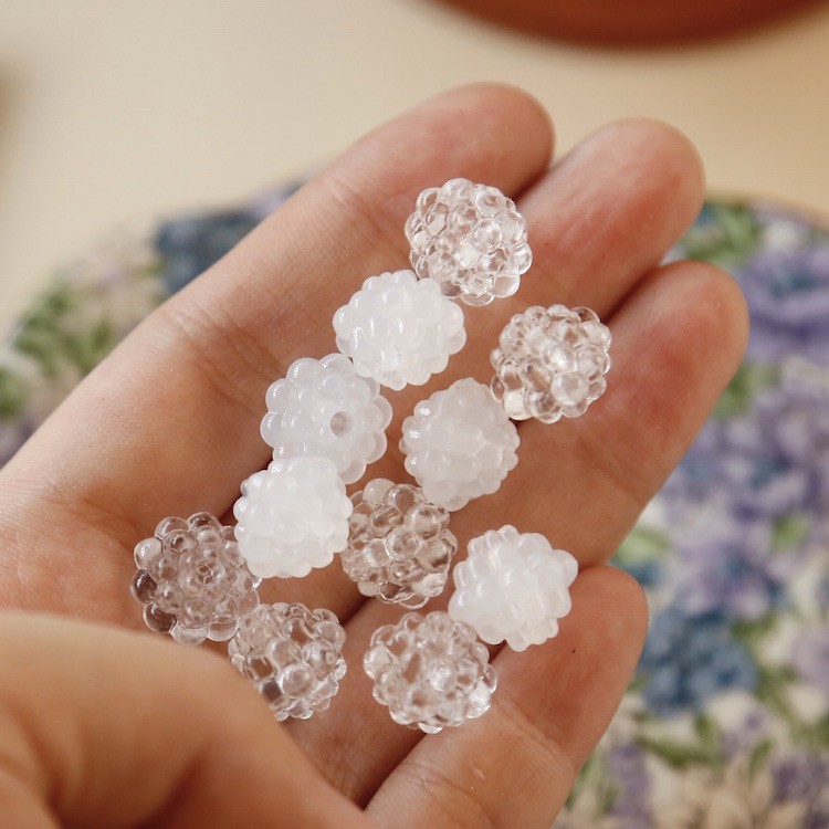 Hạt acrylic trong suốt hình trái dâu tằm nhỏ, phụ kiện làm bông tai DIY ...