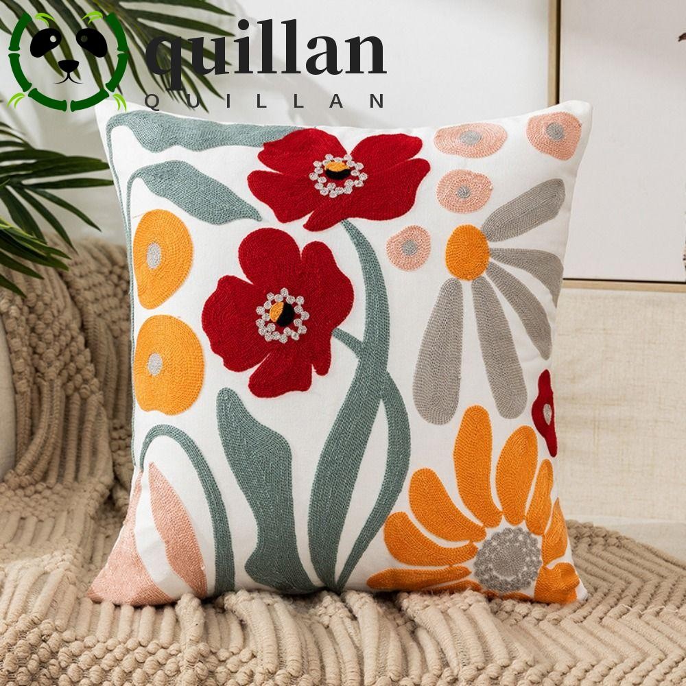 Vỏ Gối Vuông 45x45cm Bằng Vải Cotton Thêu Họa Tiết Hoa Cúc Phong Cách ...