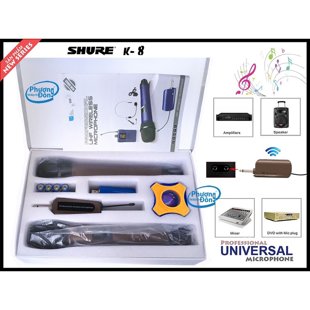 Micro Universal Shure K8 Không Dây công nghệ karaoke tốt nhất cho loa kéo - Gia Khang Shop ...