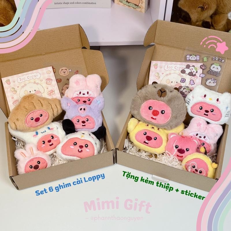 Set quà tặng gấu bông loopy, Combo loopy gấu bông + bó hoa gấu + huy ...
