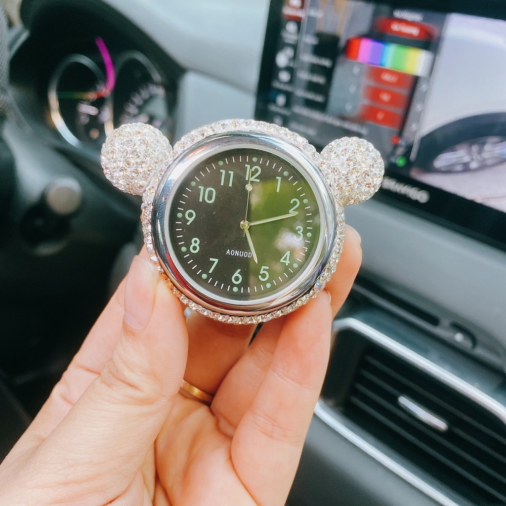 Tai mèo mickey mặt đồng hồ đính đá trang trí cửa gió ô tô-phụ kiện ...
