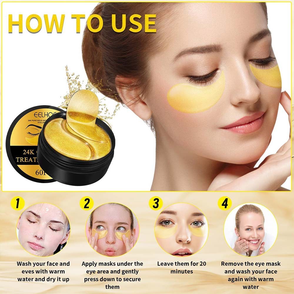 24K gold eye mask patch for removing dark circles and eye bags ...