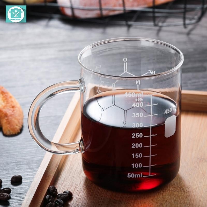 Caffeine Beaker Mug Graduated Beaker Mug with Handle Borosilicate Glass ...