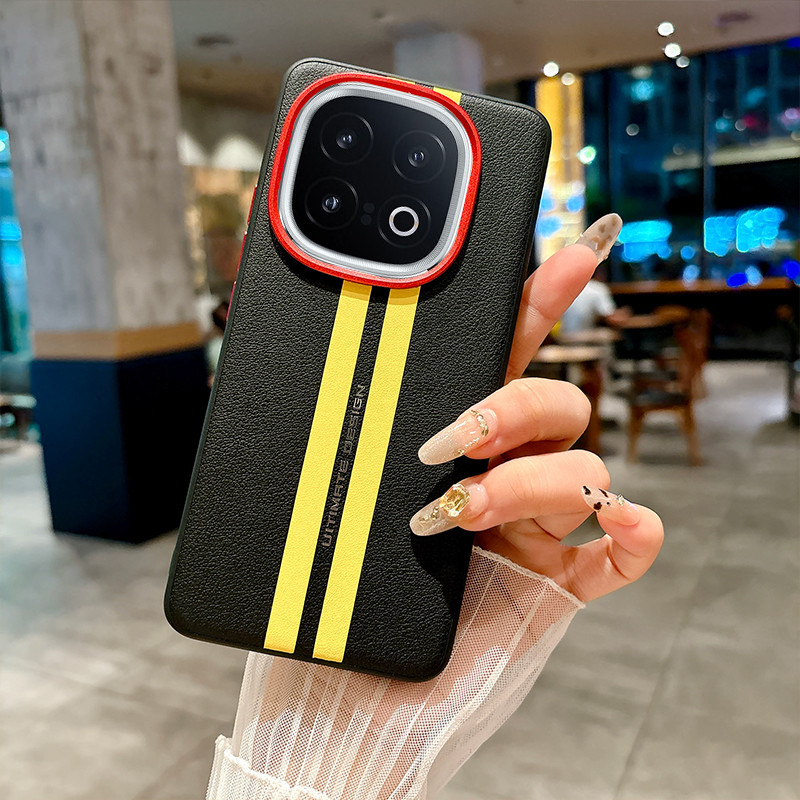 Dành Cho VIVO iQOO Z10 Turbo, Y300 GT Ốp Lưng ELVEV Yellow Track Da PU ...