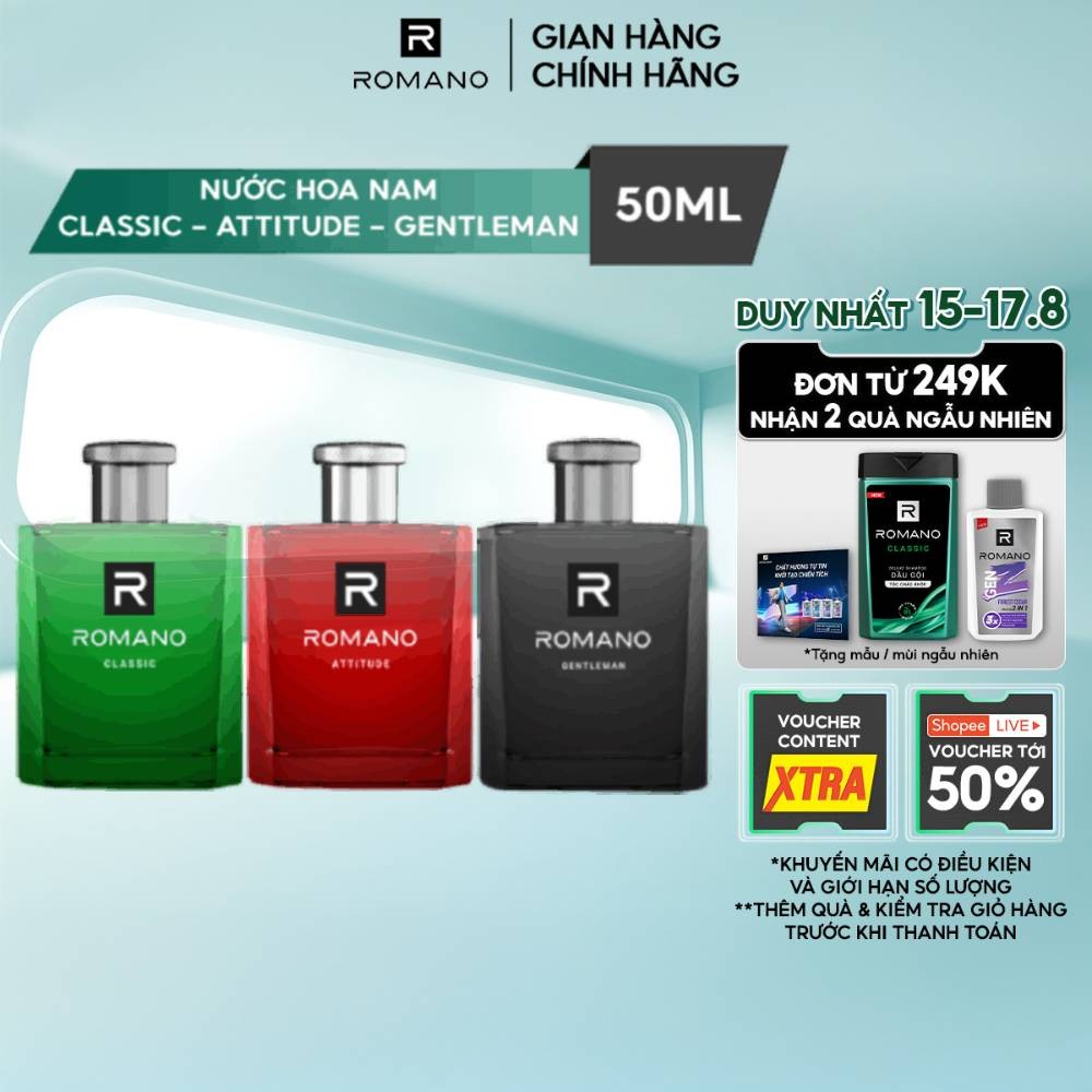 Nước hoa nam Romano EDT Attitude / Classic / Gentlemen 50ml | Shopee ...