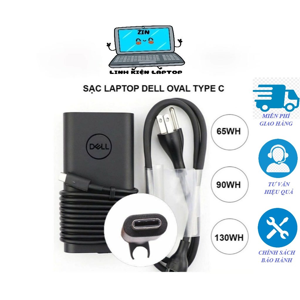 Sạc Laptop Dell Type C Oval 19.5v 3.25A/4.62A/6.67A 65WH/90W/130W - BẢO ...