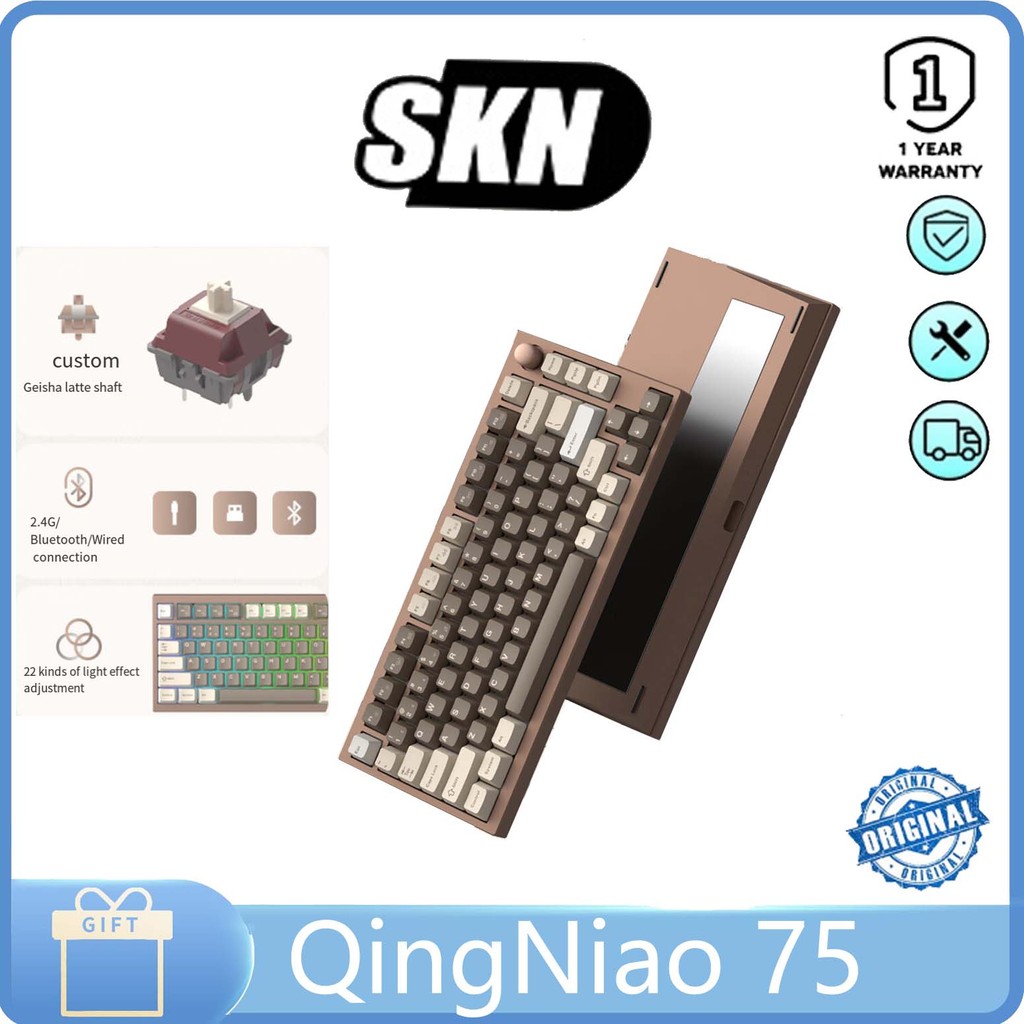Skn QingNiao 75 81 phím Bàn phím cơ không dây 3 chế độ nhôm blob Tùy chỉnh Gasket Xây dựng Bộ ...