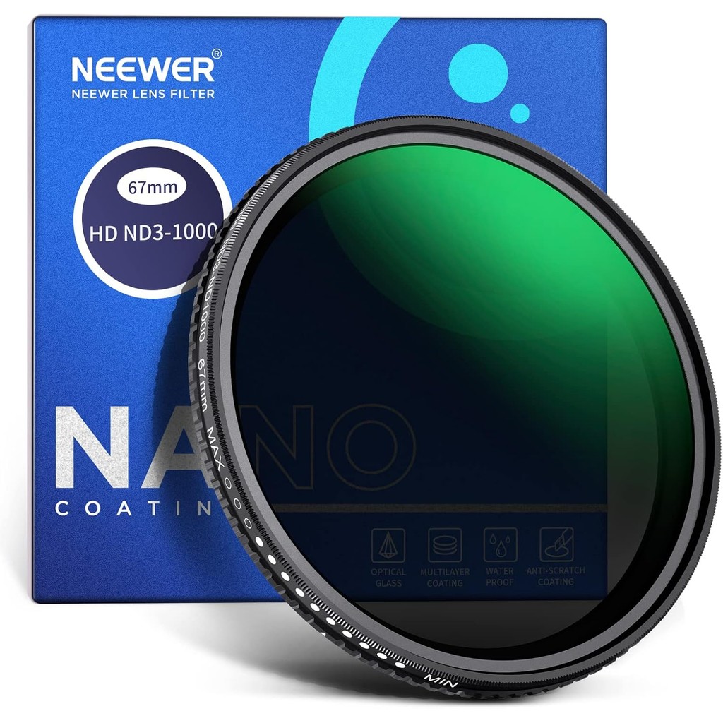 Neewer 67mm ND3-ND1000 (1.5-10 Dừng giới hạn) Bộ lọc mật độ trung tính ...