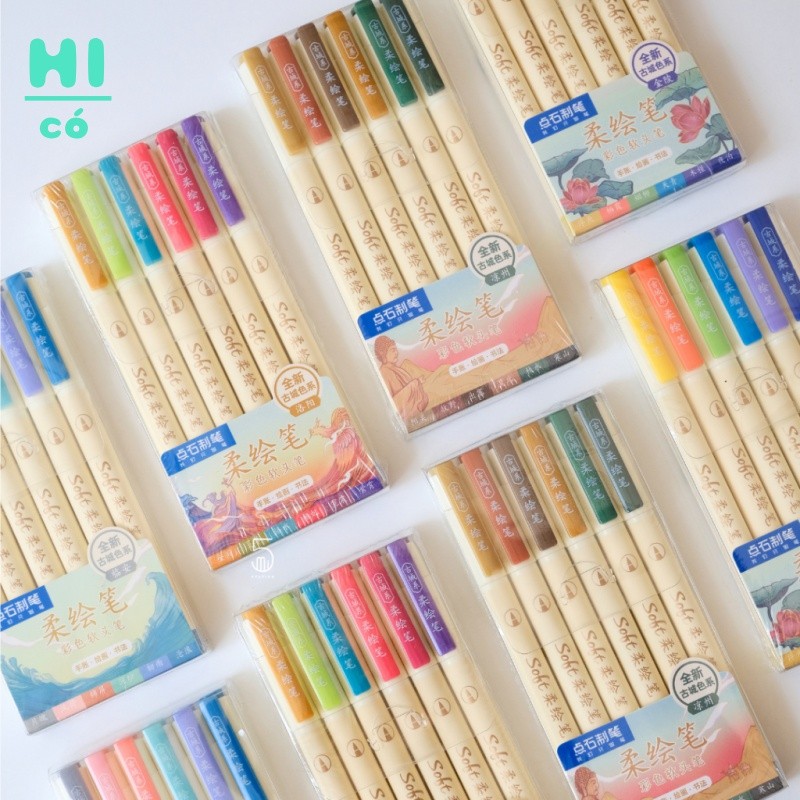 Set 6 Bút Soft Brush Sign Pen NEW CITY COLORS Luyện Calligraphy Ngòi ...