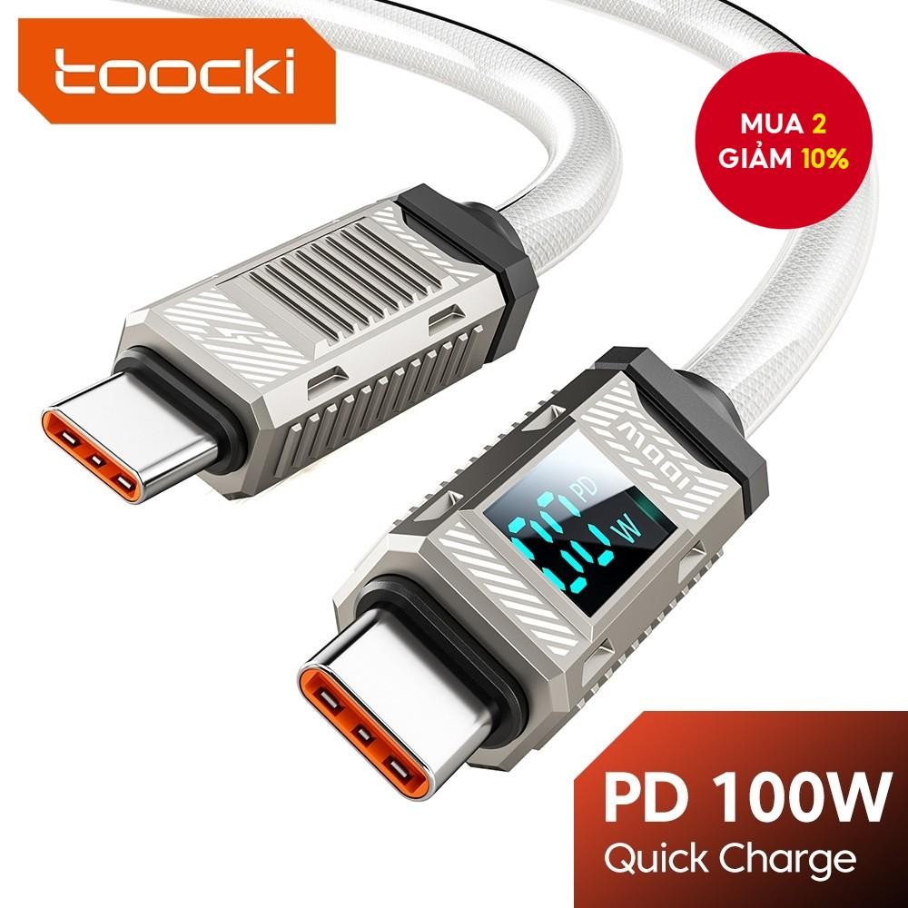 Cáp hiển thị kỹ thuật số LED Toocki 100W Type C sang Type C Dây dữ liệu sạc nhanh cho điện thoại ...