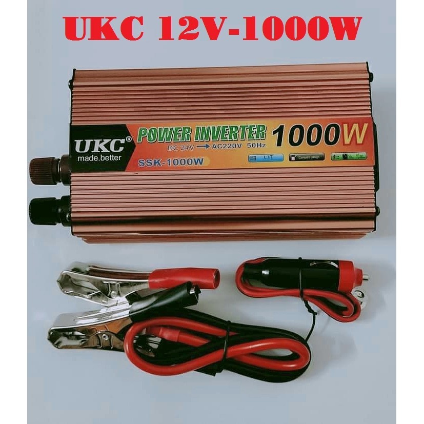 Bộ đổi nguồn inverter UKC 12v lên 220v 1000W Sóng Sin - Máy chuyển đổi Điện UKC 12V-1000W-PHÂN ...