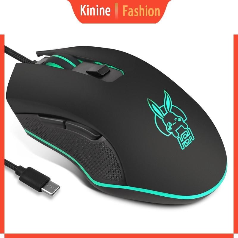 Chuột USB C KIN Rabbit có đèn nền LED 2400DPI Type C Chuột có dây cho ...