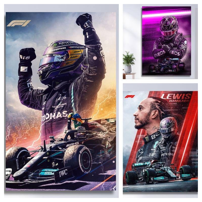 Lewis Hamilton F1 Canvas Wall Art Hamilton Mercedes Car Race Win F1 ...