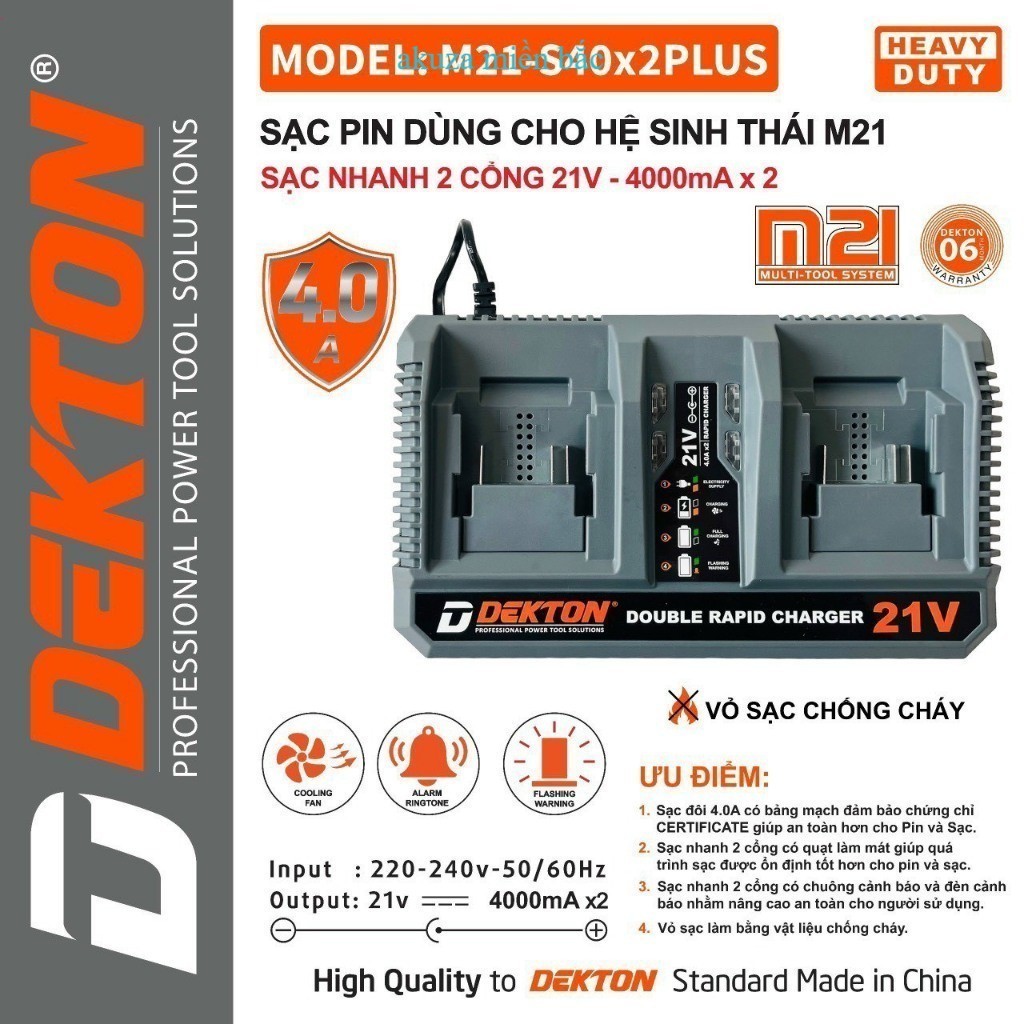 Sạc pi.m DEKTON 4A, 2.5A, 2.0A, Vỏ sạc chống cháy, Mạch lớn chịu tải cao, Hệ pi.m phổ thông 4cm ...