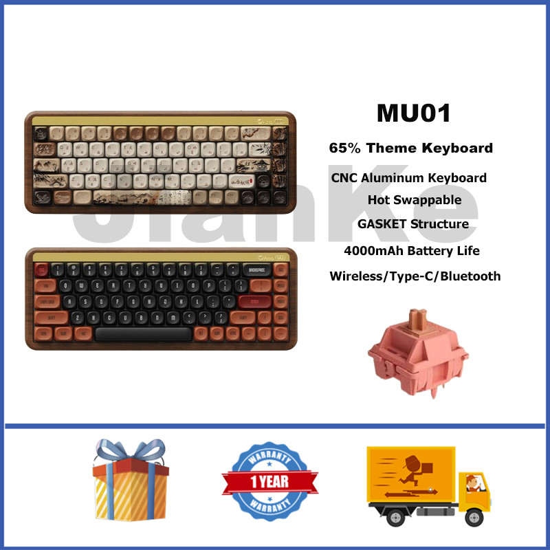 Bàn phím gỗ óc chó AKKO MU01 65% RGB Bàn phím cơ không dây GASKET có ...