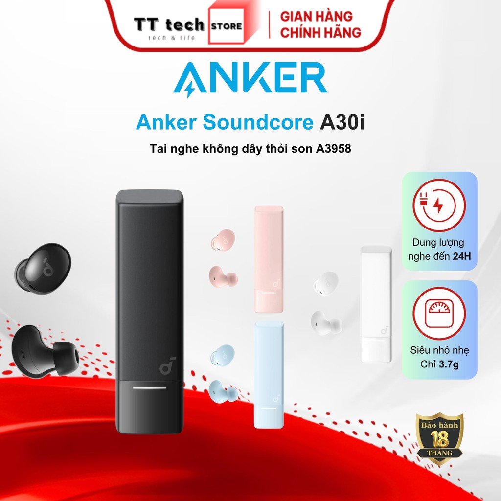 Tai nghe không dây soundcore A30i thiết kế thỏi son nhỏ gọn | Chống ồn ...