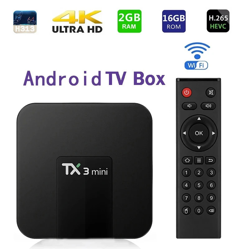 TV box TX3 Mini Android 7.1 H.265 HEVC 2GB 16GB H313 2.4G WIFI 3D HD 4K ...