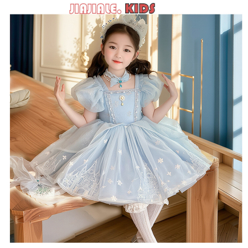 2-12Y Elsa Mùa Hè Công Chúa Choàng Trọn Bộ Frozen Elsa Tay Ngắn Sinh ...