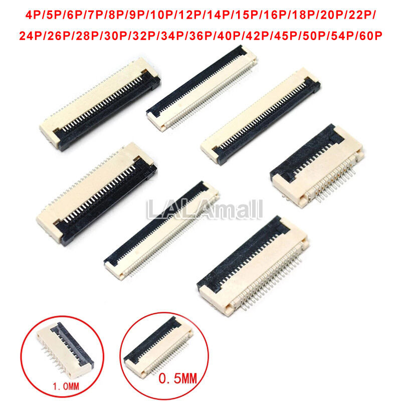 10 Cái / lốc FPC FFC Flip Cover Connector Pitch 0.5mm 1.0mm 4P 5P 6P 7P 8P 9P 10P 12P 14P 15P ...