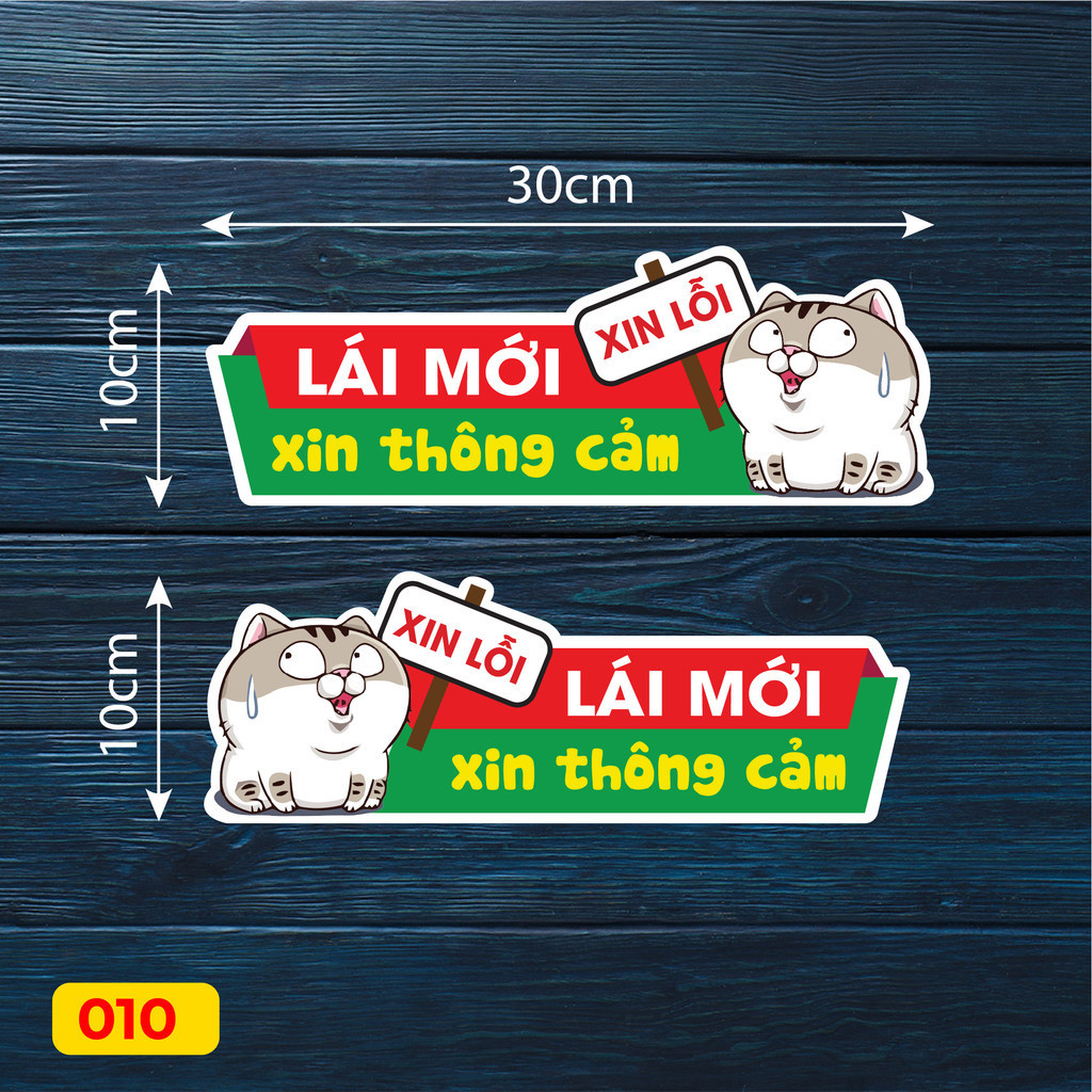 Combo 2 miếng tem dán decal LÁI MỚI 10x30 sticker dành cho xe ô tô ...