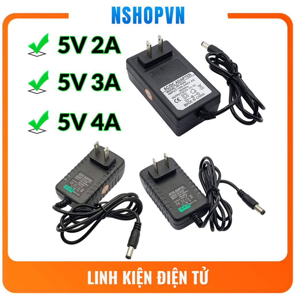Nguồn Adapter 5VDC 2A 3A 4A chuyển đổi nguồn điện 220V sang 5V DC cho ...