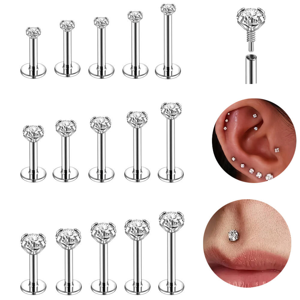 1pc 18G Labret Lip Piercing Thép không gỉ Labret Xuyên Xoắn Ốc Ốc Sụn ...