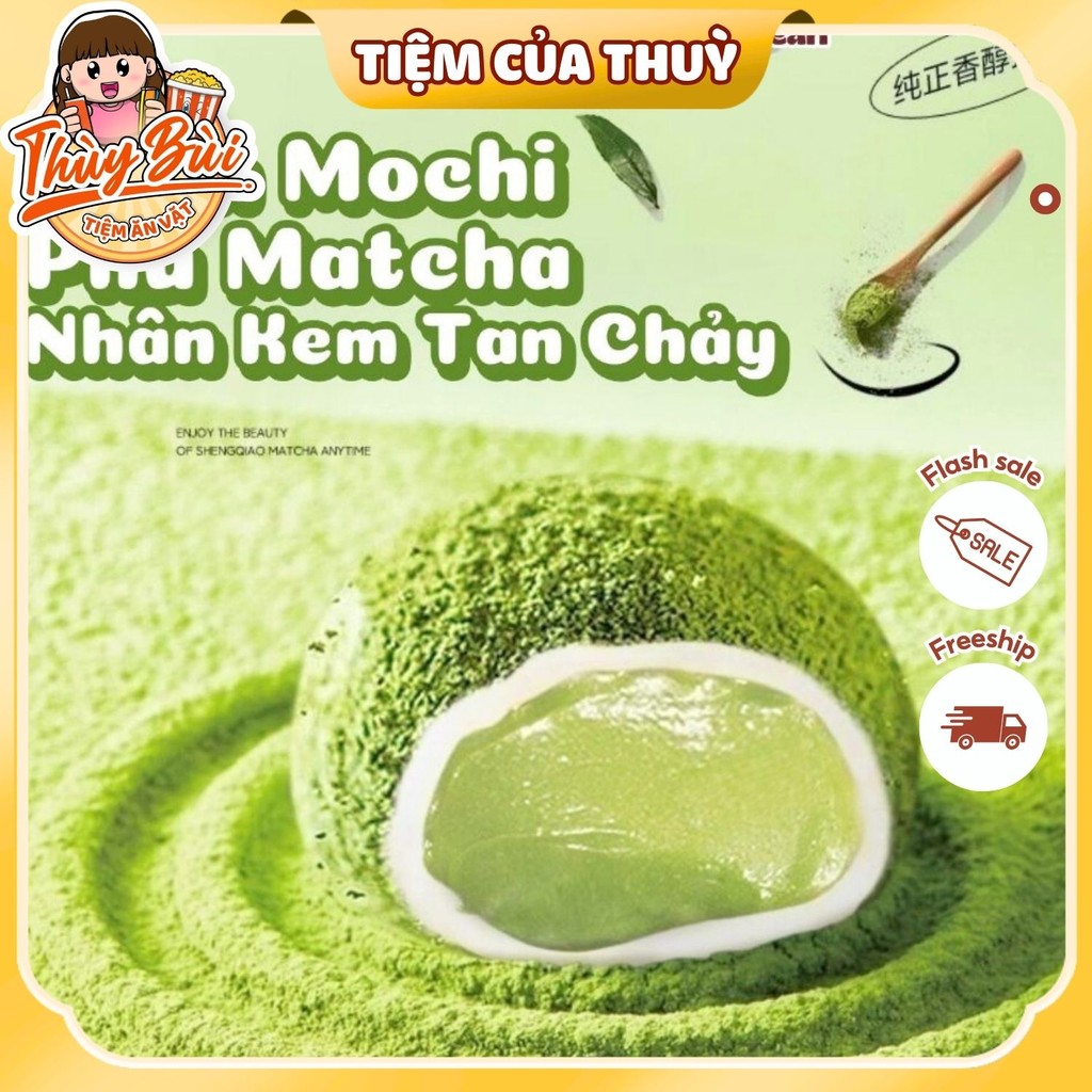 Bánh Mochi Matcha Nhân Chảy Lava, Bánh Mochi Phủ Matcha Nhân Kem Tan ...