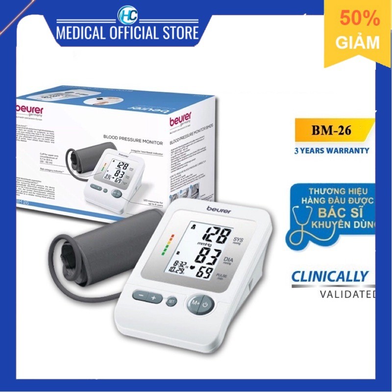 Máy đo huyết áp bắp tay Beurer BM26 (bảo hành 3 năm) | Shopee Việt Nam