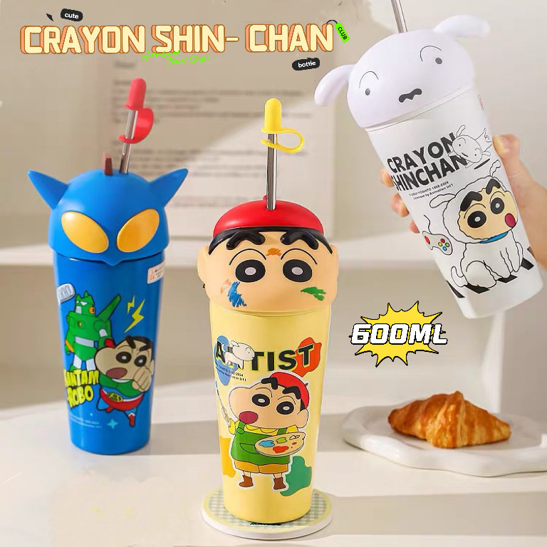 Crayon shin-chan Thermos Cup Rơm Cốc 560ml Bút chì dung tích lớn shin ...