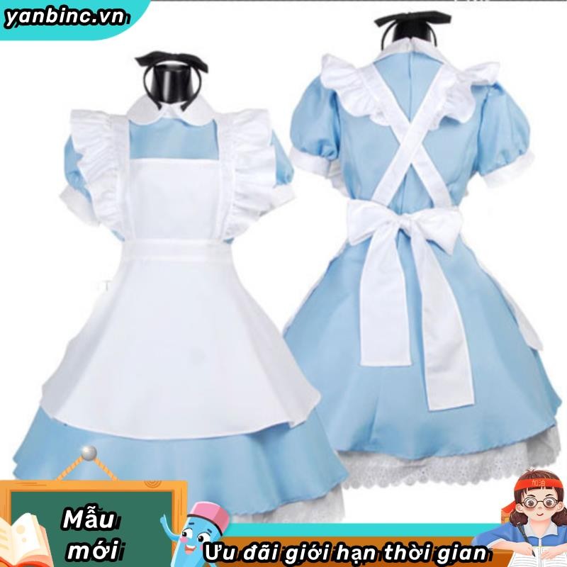 Hot Sale# COSPLAY Alice in Wonderland super cute maid suit water blue ...