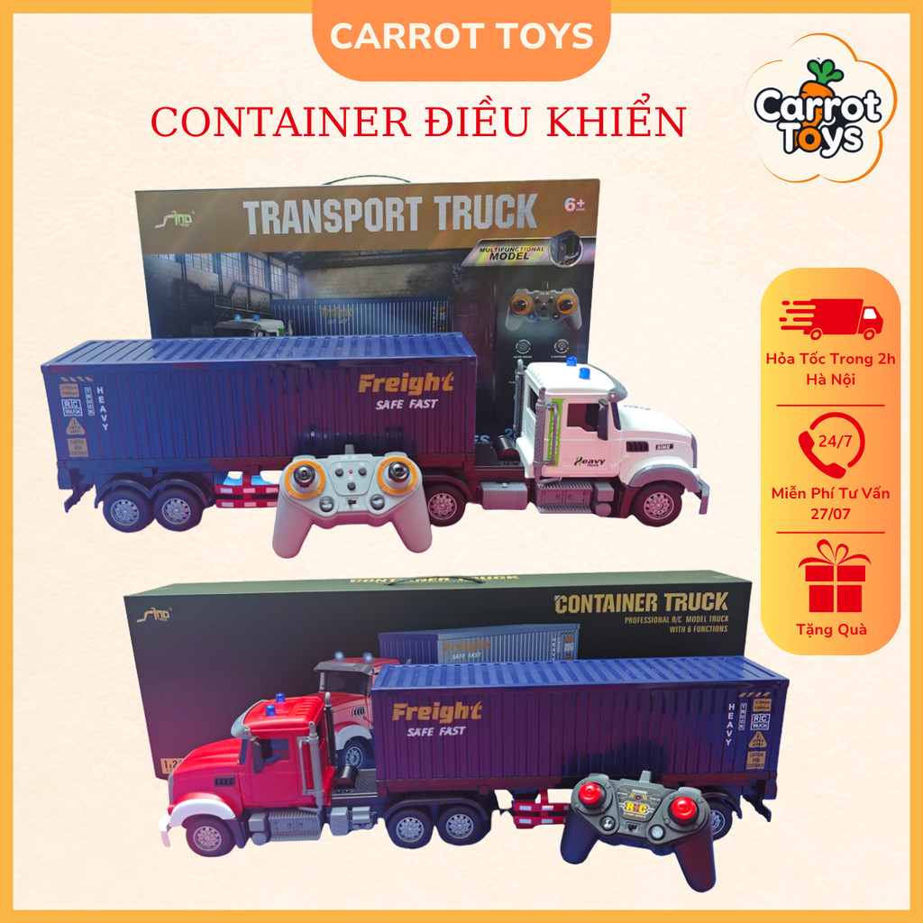Xe Đầu Kéo Container Điều Khiển Từ Xa Dài 60cm, Xe Rơ Mooc Chở Hàng ...