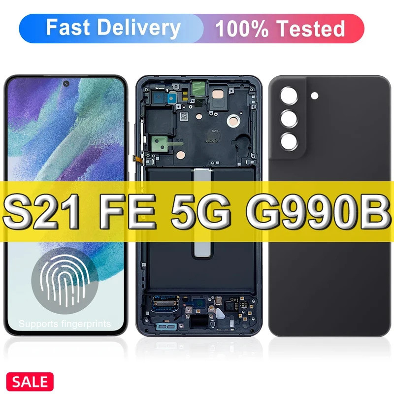 Màn hình lcd 100% Amoled S21FE mới cho Samsung Galaxy S21 FE 5G + Khung ...