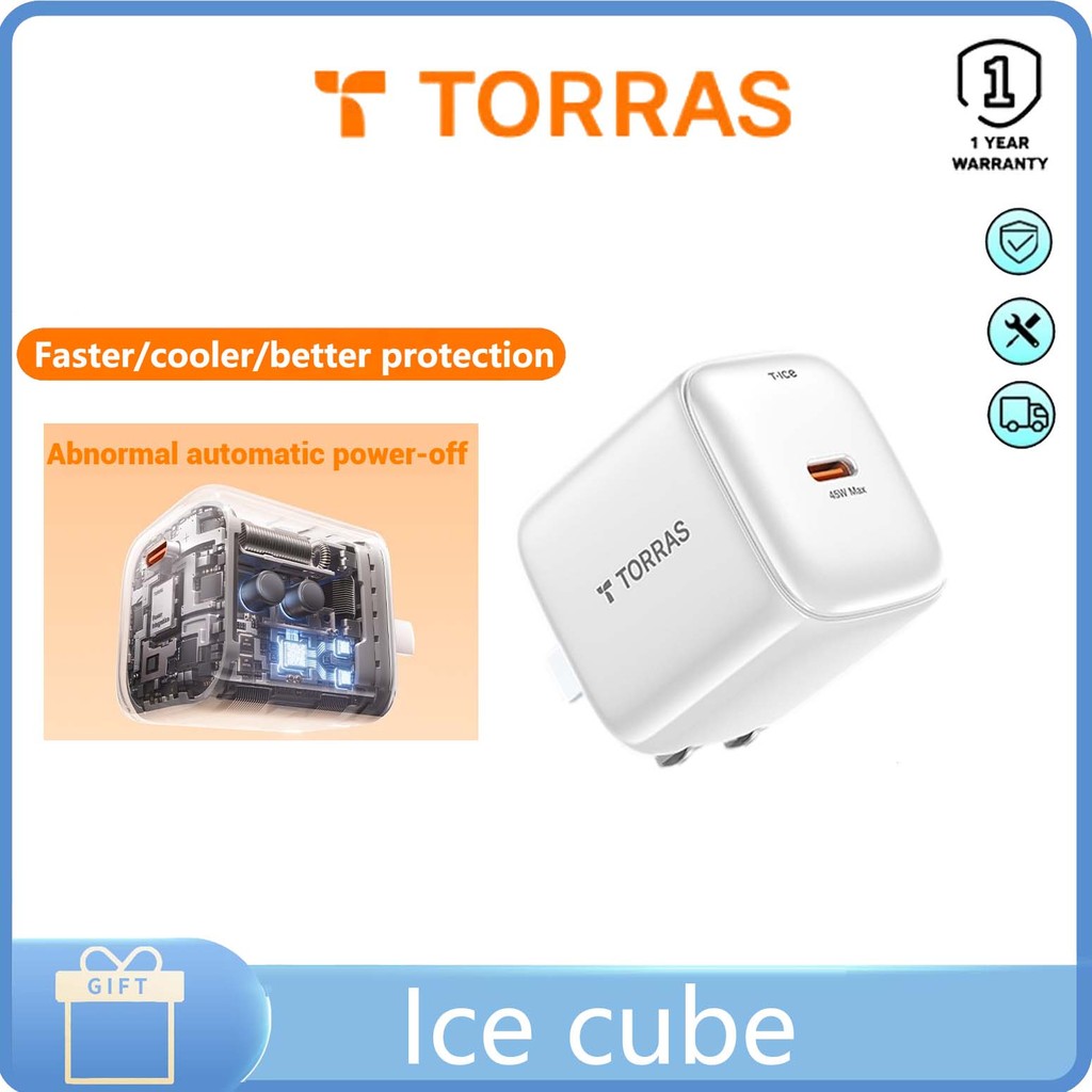 TORRAS Ice Cube 45W charger Gallium nitride plug Type-C data cable ...