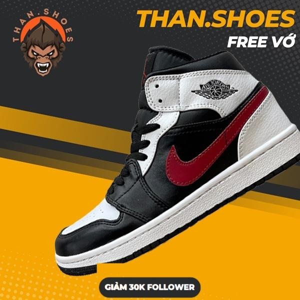 Giày JD1 Mid Black Chile Red White, JD1 Cao Đen Đỏ Trắng - Than.Shoes ...