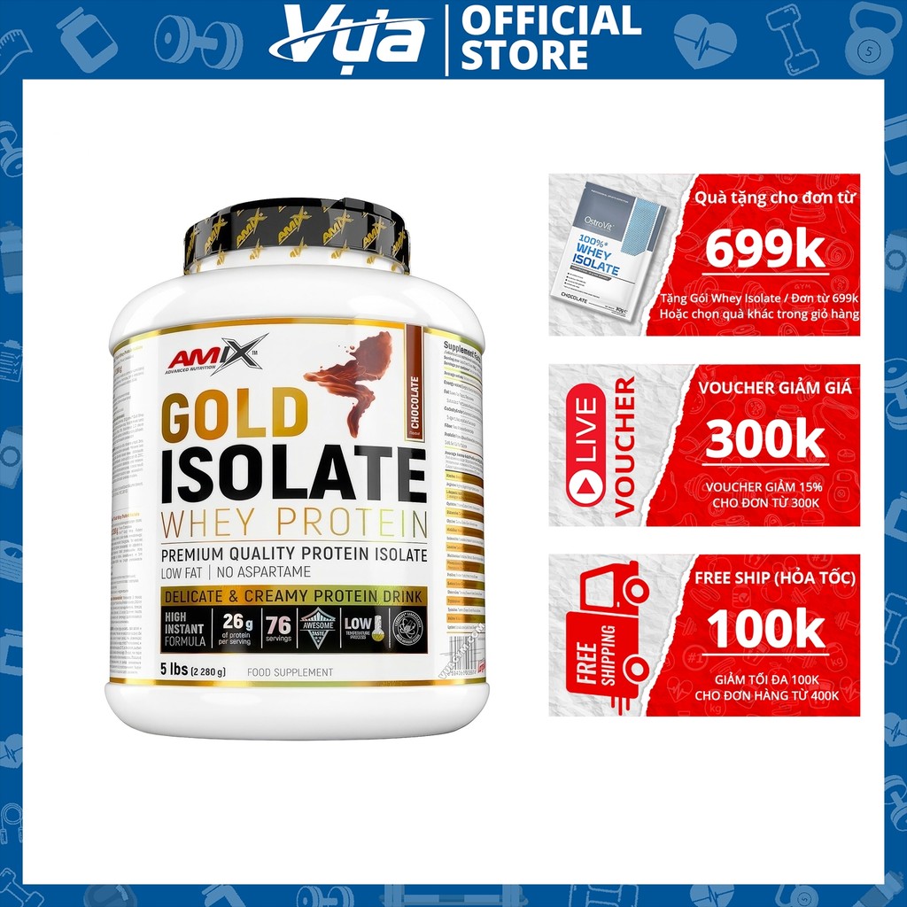 Bột Protein Amix - Gold Isolate (5 Lbs) - Protein cao cấp & Hỗ Trợ Phục ...