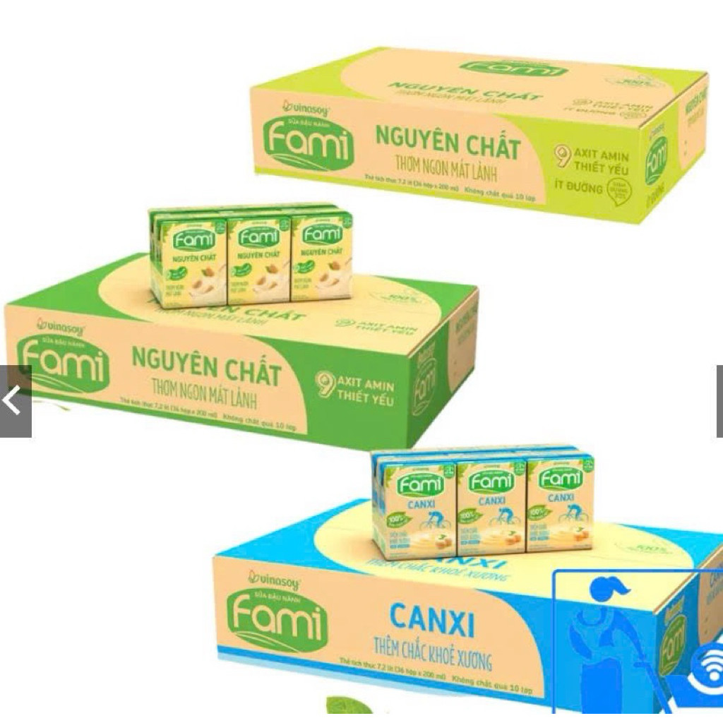 Thùng sữa đậu nành Fami Vinasoy nguyên chất/ Fami Canxi/Fami nguyên ...